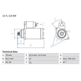 Bosch Starter 0986025070 f&uuml;r VW Skoda