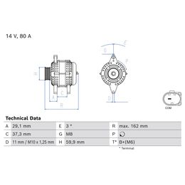 Bosch Generator 0986085250 f&uuml;r Peugeot TOYOTA