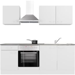 K&uuml;chenzeile Flex-Well "Lucca", wei&szlig; (k&uuml;che: wei&szlig;, front: wei&szlig; matt, korpus: wei&szlig;, arbeitsplatte: caledonia), B:210cm H:200cm T:60cm, Komplettk&uuml;chen-Sets, K&uuml;chenzeile, wahlw. mit E-Ger&auml;ten, Breite 210 cm, viele Farbvarianten erh&auml;ltlich