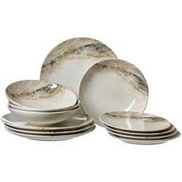 Ritzenhoff & Breker Teller-Set RITZENHOFF & BREKER "Arezzo", beige, 12, Steinzeug, Geschirr-Sets