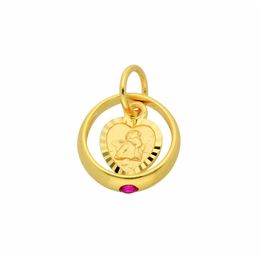 Adelia&acute;s Kette mit Anh&auml;nger ADELIA&acute;S "Damen 333 Gold Anh&auml;nger Taufring mit Rubin &Oslash; 10,6 mm", rot, Halsketten, Damen, Gold, Schmuckset - Set mit Halskette