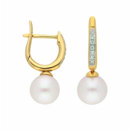 Adelia&acute;s Paar Creolen ADELIA&acute;S "11 mm ⌀ Creolen Ohrringe 333 Gold ( 8K ) mit Zirkonia", silber, Ohrringe, Damen, Damen, Gold, Goldohrringe