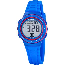 Chronograph Calypso Watches "Junior Collection", blau, Armbanduhren, Kinder, Chronograph, Quarzuhr, Armbanduhr, Silikonarmband, digital, Tag, Wochentag, Monat