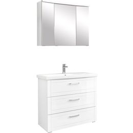 Badm&ouml;bel-Set SAPHIR "Serie 3007,Waschtisch mit Spiegelschrank", wei&szlig; (wei&szlig; glanz), B:90cm H:200cm T:45cm, Spanplatte, Kastenm&ouml;bel-Sets, Badm&ouml;bel-Set, mit T&uuml;rd&auml;mpfer