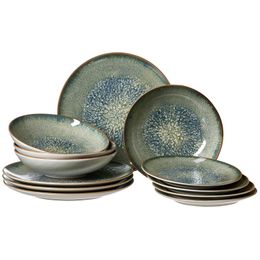 Ritzenhoff & Breker Teller-Set RITZENHOFF & BREKER "Verde", gr&uuml;n, 12, Steinzeug, Geschirr-Sets