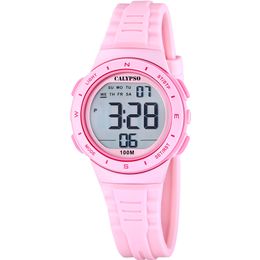Chronograph Calypso Watches "Junior Collection", rosa, Armbanduhren, Kinder, Chronograph, Quarzuhr, Armbanduhr, Silikonarmband, digital, Tag, Wochentag, Monat