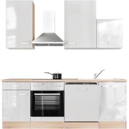 K&uuml;chenzeile Flex-Well "Florenz", wei&szlig; (k&uuml;che: wei&szlig;, front: wei&szlig;, korpus: sonoma eiche, arbeitsplatte: sonoma eiche), B:220cm H:234cm T:60cm, Komplettk&uuml;chen-Sets, K&uuml;chenzeile, wahlweise mit E-Ger&auml;ten, Gesamtbreite 220 cm