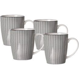 Ritzenhoff & Breker Becher RITZENHOFF & BREKER "Takeo Stripes", schwarz, B:11cm H:10cm &Oslash;:8cm, Porzellan, Trinkgef&auml;&szlig;e, Becher, Kaffeebecher, je 350 ml
