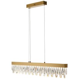 LUMICOUTURE LED Pendelleuchte "Celestia", messingfarben geb&uuml;rstet, 1, 1 Stk., Leuchten, L. 100 x H. 150 cm, 3300 lm, 2700 K, K9- Kristalle, LED Pendelleuchte