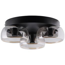 LUMICOUTURE LED Deckenleuchte "Phantom", schwarz (schwarz, rauchglas), 3, &Oslash; 37cm H: 10,7cm, 1 Stk., Leuchten, &Oslash; 39 cm, 1500 lm 2700 K, schwebende Optik, Rauchglas/Metall, schwarz, LED Deckenleuchte