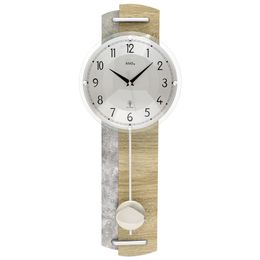 Funk-Pendelwanduhr AMS, natur, grau, Wanduhren, B/H/L: 23cm x 7cm x 59cm, Quarzuhr, Holz, Wohnzimmer, Esszimmer, K&uuml;che, Arbeitszimmer, B&uuml;ro,Flur