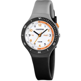 Quarzuhr Calypso Watches "My First Watch", schwarz, grau, wei&szlig;, orange, Armbanduhren, Kinder, Quarzuhr, Armbanduhr, Silikonarmband, analog