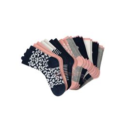 Kurzsocken Schiesser "Socken Legwear Kids 10P 10er Pack", M&auml;dchen, Gr. 27-30, bunt (blau, grau), Obermaterial: 75% Baumwolle CO. 24% Polyamid PA. 1% Elasthan EL., Socken