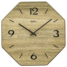 Wanduhr AMS, hellbraun, Wanduhren, B/H/L: 28cm x 4cm x 28cm, Wanduhr, Quarzuhr, Holz, Wohnzimmer, Esszimmer, K&uuml;che, Arbeitszimmer, B&uuml;ro,Flur