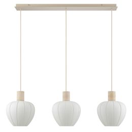 LUMICOUTURE Pendelleuchte "Annie", wei&szlig;, beige, 3, 1 Stk., Leuchten, 100 x 23,5 x 150 cm, E27, Glas/Travertin Stein, wei&szlig; beige, k&uuml;rzbar, Pendelleuchte
