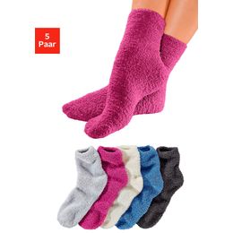 Kuschelsocken Lavana, Damen, Gr. 39-42, grau (silbergrau meliert, ecru, pink, blau, anthrazit), Elasthan, Polyester, unifarben, elastisch, Socken, ideal als Bettsocken