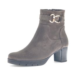 Stiefelette Gabor "St. Tropez", Damen, Gr. 41, taupe, Veloursleder, unifarben, Schuhe Stiefelette, Blockabsatz, Businessstiefelette mit Schmuckelement