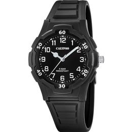 Quarzuhr Calypso Watches "Easy Time", schwarz, Armbanduhren, Herren, Quarzuhr, Armbanduhr, Herrenuhr, Silikonarmband, analog