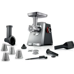 Bosch Fleischwolf "Serie 8 MFWS840M, bis zu 4,5 kg Fleisch pro Min., sp&uuml;lmaschinenfest", stainless steel, B:18,9cm H:26,3cm T:25,8cm, Zerkleinerer, Edelstahl, 10-Jahre Motorgarantie, mit drei Lochscheiben, 2.500 W