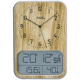 Funkwanduhr AMS, hellbraun, Wanduhren, B/H/L: 23cm x 3cm x 37cm, Quarzuhr,Kunststoff,Wohnzimmer,Esszimmer,K&uuml;che,Arbeitszimmer,B&uuml;ro,Flur