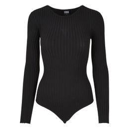 Longsleeve Urban Classics "Urban Classics Damen Ladies Rib Knit Longsleeve Body", Damen, Gr. L, schwarz, 35% Polyacryl, 35% Viskose, 30% Polyamid, unifarben, slim fit, Rundhals, Shirts