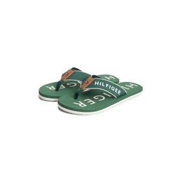 Zehentrenner Tommy Hilfiger "SPORTY HILFIGER BEACH SANDAL", Herren, Gr. 46, gr&uuml;n, Textil, Schuhe Zehentrenner, Sommerschuh, Strandschuh mit Kontrastbes&auml;tzen