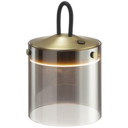 LUMICOUTURE LED Tischleuchte "Lumeo", messingfarben, rauchglas, 1, &Oslash; 13cm H: 12cm, 1 Stk., Leuchten, &Oslash; 13 cm x 12 cm, 220 lm 3000 K, Glas Metall, messingfarben Rauchglas, LED Tischleuchte