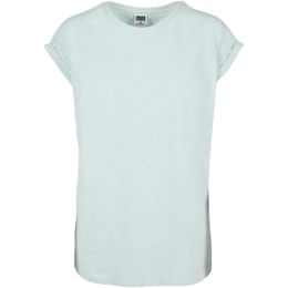 Kurzarmshirt Urban Classics "Urban Classics Damen Ladies Color Melange Extended Shoulder Tee", Damen, Gr. 4XL, aqua melange, 95% Baumwolle, 5% Elasthan, unifarben, loose fit, Rundhals, Shirts