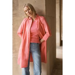 Sommerkleid SENSES.THE LABEL, Damen, Gr. L, US-Gr&ouml;&szlig;en, pink (soft pink), Web, Material: 100% Baumwolle, unifarben, regular fit Midi, hoch geschlossener Ausschnitt, &Auml;rmel mit &Auml;rmelschlitz 1-Knopf-Manschette, Kleider Sommerkleid, aus Baumwolle