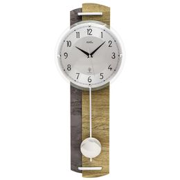 Funk-Pendelwanduhr AMS, hellbraun, anthrazit, Wanduhren, B/H/L: 23cm x 7cm x 59cm, Quarzuhr, Holz, Wohnzimmer, Esszimmer, K&uuml;che, Arbeitszimmer, B&uuml;ro,Flur
