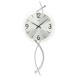 Wanduhr AMS, silberfarben, Wanduhren, B/H/L: 23cm x 7cm x 54cm, Wanduhr, Quarzuhr, Holz, Wohnzimmer, Esszimmer, K&uuml;che, Arbeitszimmer, B&uuml;ro,Flur