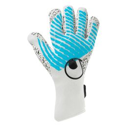 Torwarthandschuhe Uhlsport "Torwarthandschuhe FM Cybertec Supergrip+ FS", Herren, Gr. 8, wei&szlig; (wei&szlig;, cyberblau, schwarz), Obermaterial: 81% Gummi rubber. 13% Polyester PES. 6% Nylon NY., Handschuhe