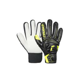Torwarthandschuhe Reusch "Attrakt Starter Solid Finger Support Junior", Kinder, Gr. 8, schwarz, gelb, 28% Polyester, 8% Polypropylen, 5% Polyurethan, 1% Baumwolle, Handschuhe, mit integriertem Fingersupport-System