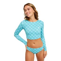 Shirttop Roxy "The Beach Babe", Damen, Gr. L, blau (katydid as if plaid), Obermaterial: 85% Microfaser, 15% Elasthan;, Tops Shirttop