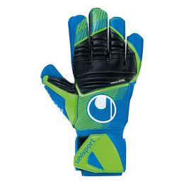 Torwarthandschuhe Uhlsport "Torwarthandschuhe AQUASOFT", Herren, Gr. 10.5, blau (blau, gr&uuml;n, schwarz), Obermaterial: 41% Polyester PES. 40% Gummi rubber. 8% Nylon NY. 7% Polyurethan PU. 4% Acetat CA., Handschuhe