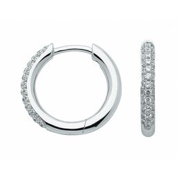 Adelia&acute;s Paar Creolen ADELIA&acute;S "15,1 mm ⌀ Creolen Ohrringe 333 Wei&szlig;gold ( 8K ) mit Zirkonia", silber, Ohrringe, Damen, Damen, Gold, Goldohrringe