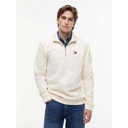 Sweatshirt Tommy Jeans "TJM REGULAR BADGE QUARTER ZIP", Herren, Gr. 4XL, beige (calico), Sweatware, Obermaterial: 100% Baumwolle, regular fit normal, Rippb&uuml;ndchen, Sweatshirts Sweatshirt