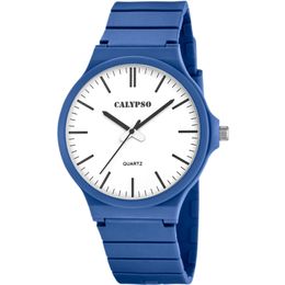 Quarzuhr Calypso Watches "Street Style", blau, wei&szlig;, Armbanduhren, Herren, Quarzuhr, Armbanduhr, Herrenuhr, Silikonarmband, analog