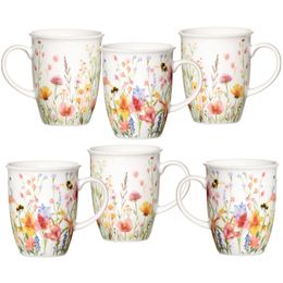 Ritzenhoff & Breker Becher RITZENHOFF & BREKER "Flowers", bunt, B:12cm H:10cm &Oslash;:9cm, Porzellan, Trinkgef&auml;&szlig;e, Becher, Kaffeebecher, je 320 ml