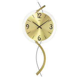 Wanduhr AMS, goldfarben, Wanduhren, B/H/L: 23cm x 7cm x 54cm, Wanduhr, Quarzuhr, Holz, Wohnzimmer, Esszimmer, K&uuml;che, Arbeitszimmer, B&uuml;ro,Flur
