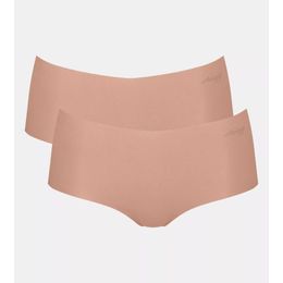 Panty Sloggi "ZERO Modal 2.0 Short 2P", Damen, Gr. S, beige (cameo braun), Single Jersey, Obermaterial: 82% Modal, 18% Elasthan, Unterhosen Panty, nahtlos und weich