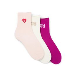 Kurzsocken HUGO UNDERWEAR "3P SH HEART CC W", Damen, Gr. 35-38, open miscellaneous 962, Baumwollmischung, elastisch, Socken, mit Logo-Details, Verst&auml;rkung: Zehen- und Fersenpartie