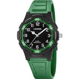 Quarzuhr Calypso Watches "Easy Time", gr&uuml;n, Armbanduhren, Herren, Quarzuhr, Armbanduhr, Herrenuhr, Silikonarmband, analog