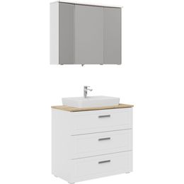 Badm&ouml;bel-Set SAPHIR "Serie 3007,Waschtisch mit Spiegelschrank", wei&szlig; glanz, B:90cm H:200cm T:44,5cm, Spanplatte, Kastenm&ouml;bel-Sets, Badm&ouml;bel-Set, Badezimmer-Set mit Waschtischplatte
