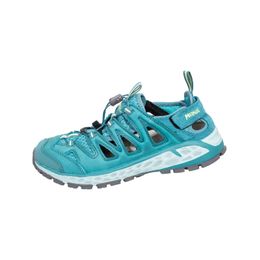 Outdoorschuh Meindl "Meindl Brindisi Lady Comfort fit PW", Damen, Gr. 42, blau (t&uuml;rkis, gelb), Mesh, Nubukleder, unifarben, Basic, Schuhe Outdoorschuh, Comfort fit mehr Platz im Vorfu&szlig;bereich und festen Halt in der Ferse