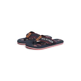 Zehentrenner Tommy Hilfiger "SPORTY HILFIGER BEACH SANDAL", Herren, Gr. 40, dunkelblau, Textil, Schuhe Zehentrenner, Sommerschuh, Strandschuh mit Kontrastbes&auml;tzen
