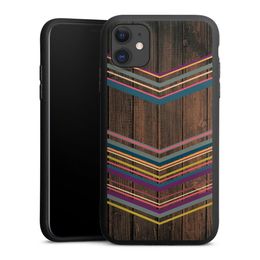 DeinDesign iPhone 11 Handy Premium Silikon H&uuml;lle Handyh&uuml;lle schwarz Case Muster Wood Wooden Look Silikon Premium Case