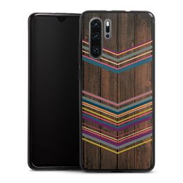 DeinDesign Huawei P30 Pro Handy Silikon H&uuml;lle Case schwarz Handyh&uuml;lle Muster Wood Wooden Look