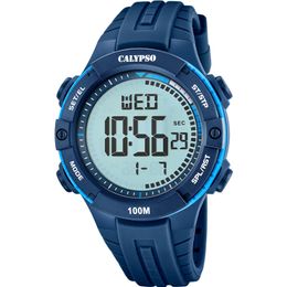 Chronograph Calypso Watches "Urban Digital", dunkelblau, Armbanduhren, Herren, Chronograph, Quarzuhr, Armbanduhr, Herrenuhr, Silikonarmband, digital, Tag