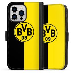 DeinDesign iPhone 13 Pro Handy Klapph&uuml;lle Handyh&uuml;lle aus Kunst Leder schwarz Flip Case Borussia Dortmund Bvb Coat Of Arms Sideflip mit Lasche